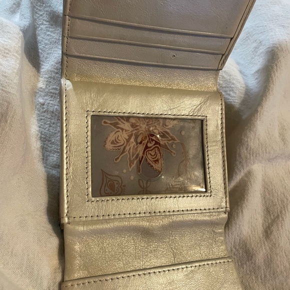 HOBO | Bags | Hobo Original Leather Trifold Wallet Metallic Pearl ...